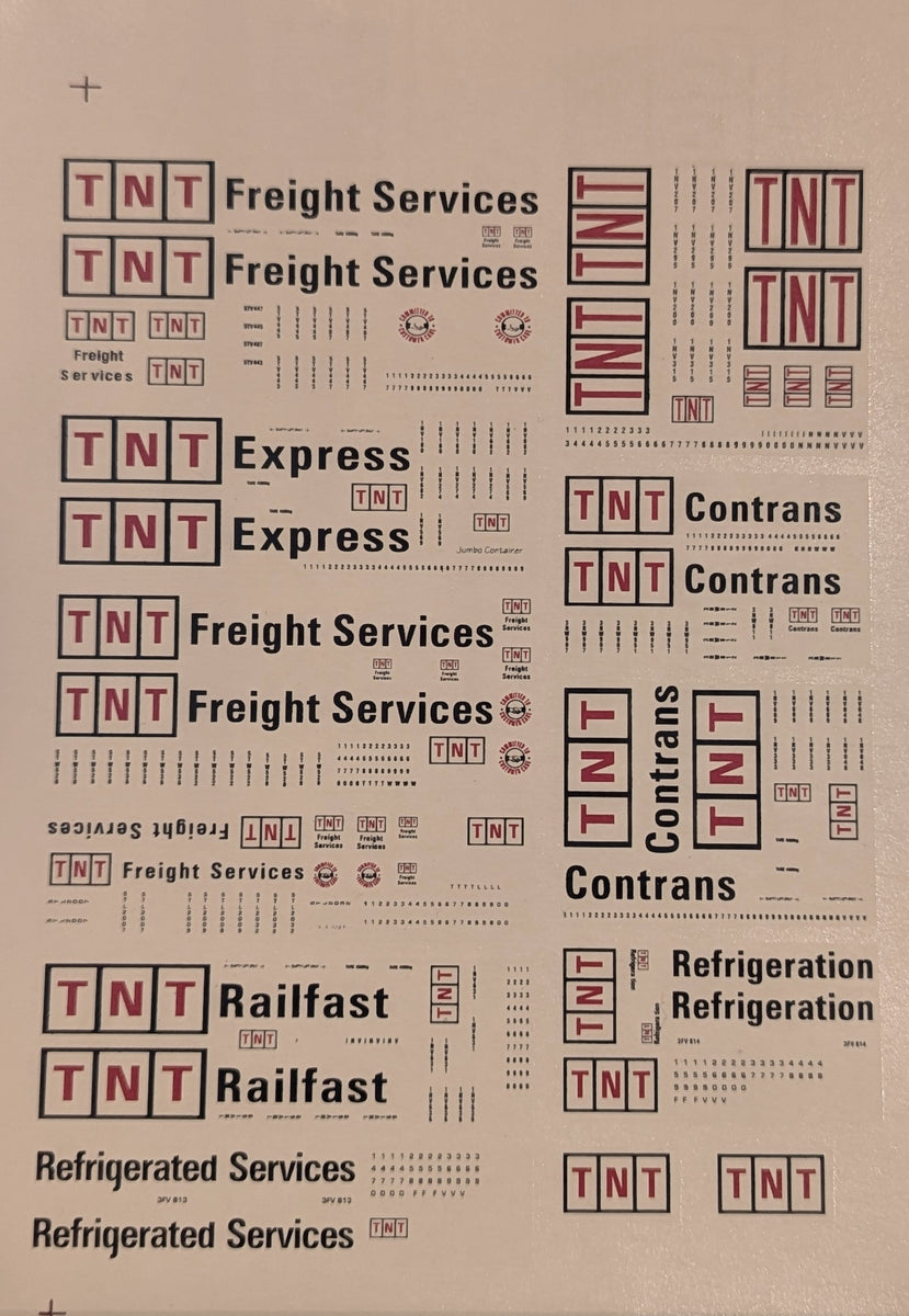 N Scale TNT Container decals – Lyndons Trains